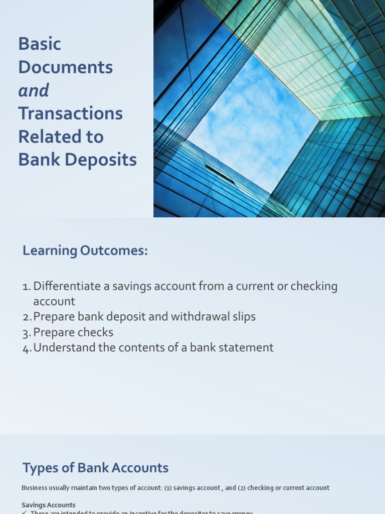 Basic Documents and Transactions Related To Bank Deposits | PDF ...