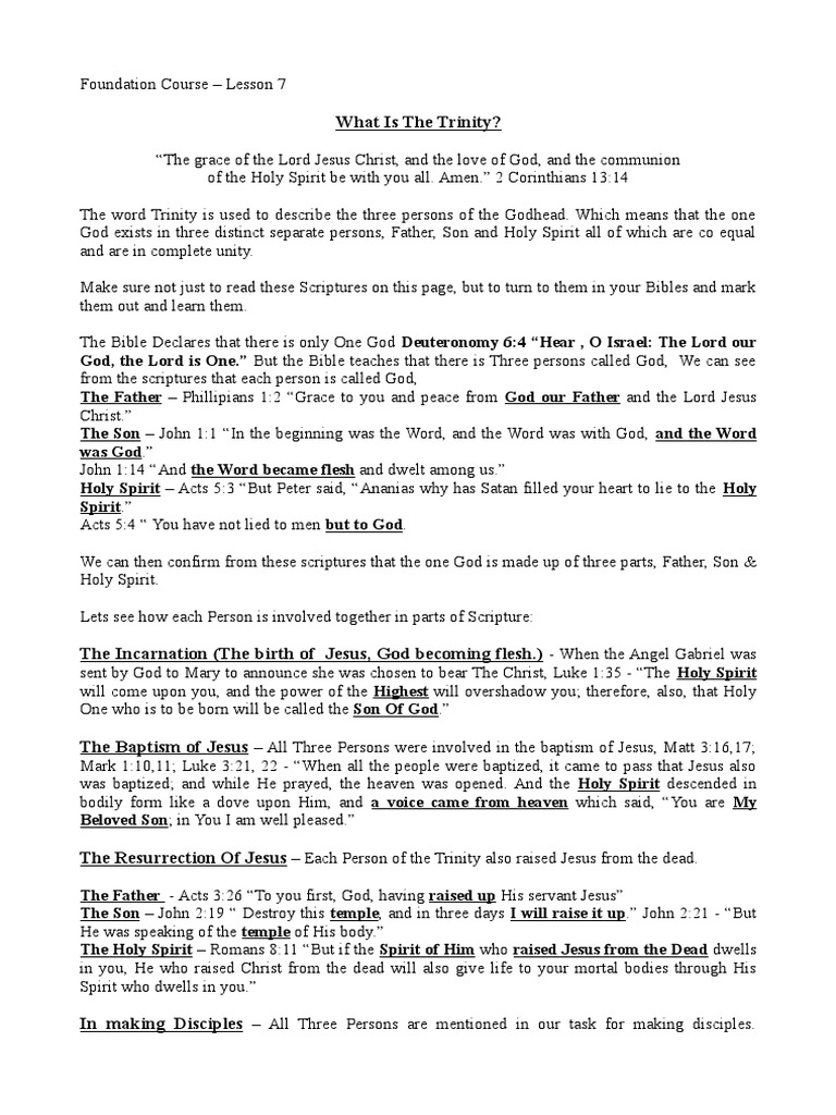 Lesson 7 Trinity Lessons | PDF | Trinity | John The Baptist