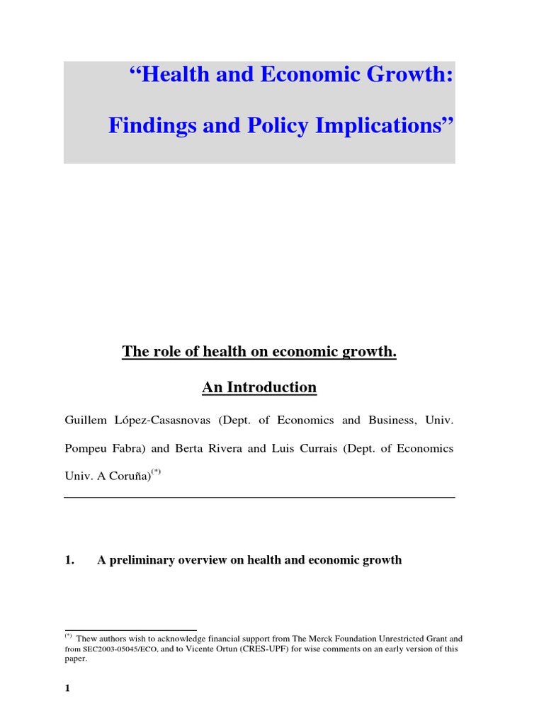 Health Economic Growth | PDF | Human Capital | Economic Growth