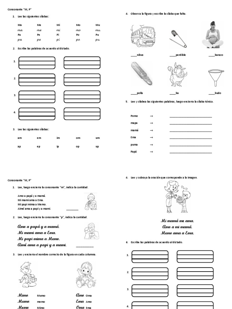 Consonante M, P, N, S, T | PDF | Voz humana | Escritura
