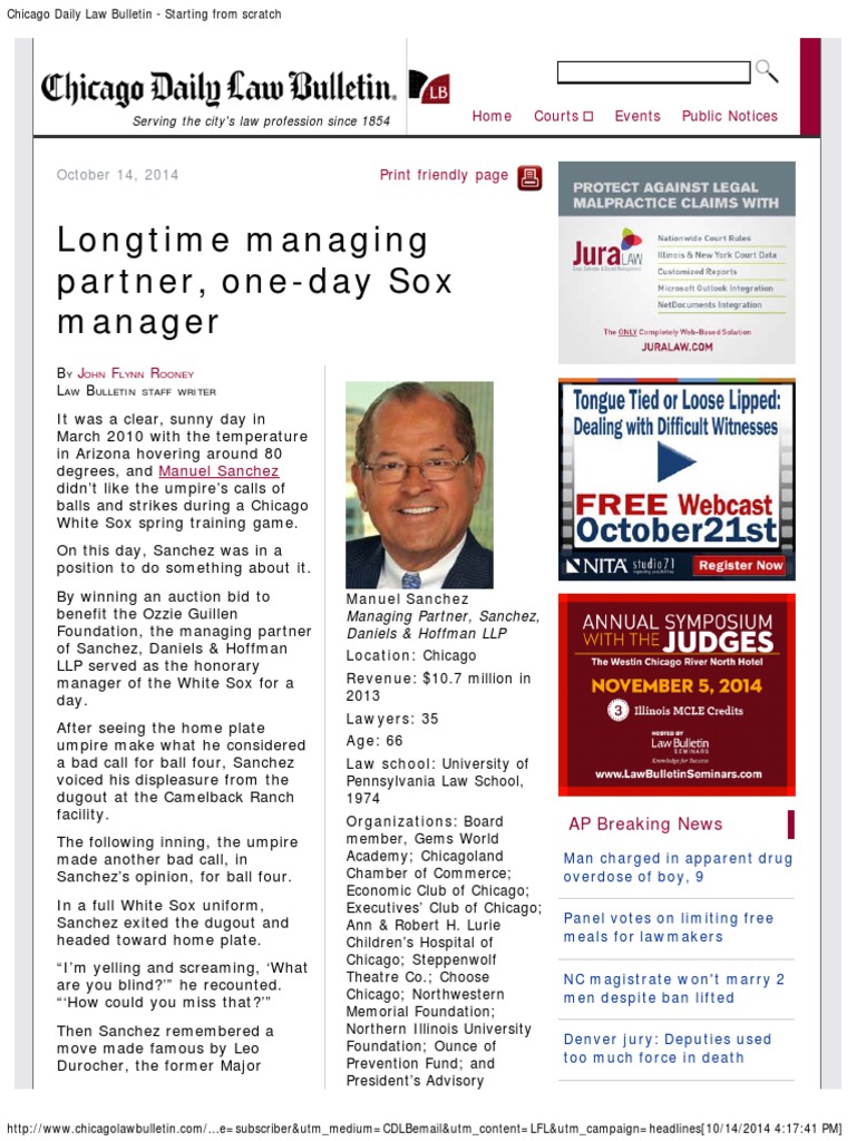Daily Law Bulletin-Manny - Starting From | PDF | Bruce Rauner | Lawyer