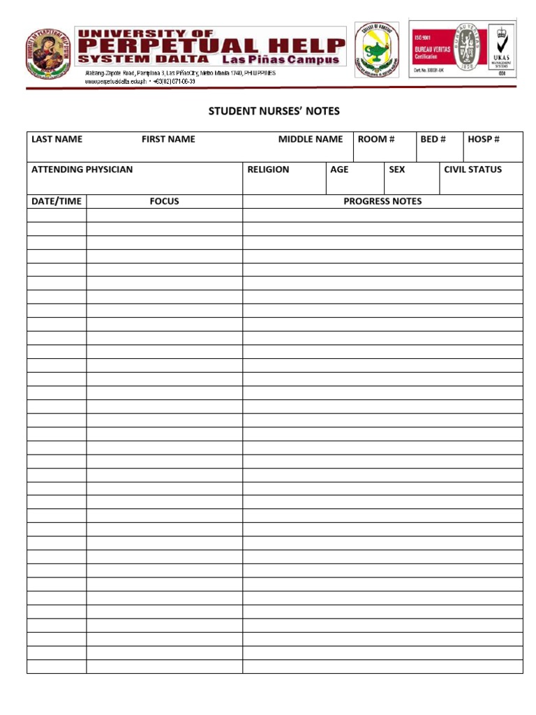 Student Nurse Documentation Template | PDF