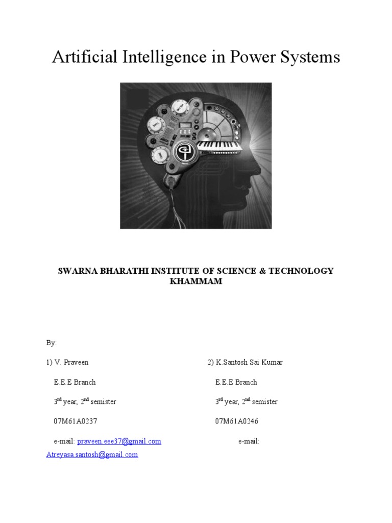 Artificial Intelligence in Power Systems: Swarna Bharathi Institute of ...