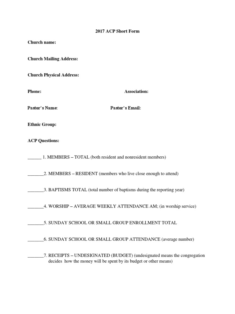 2017 ACP Short Form | PDF