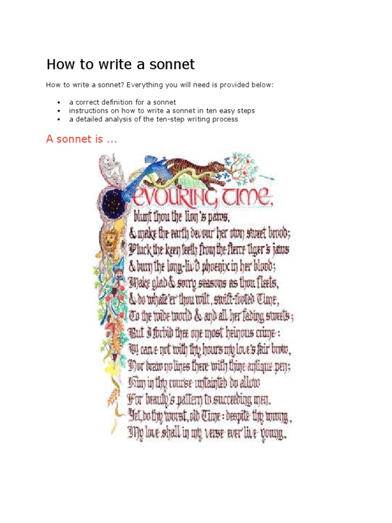 4 How To Write A Sonnet Handout | PDF