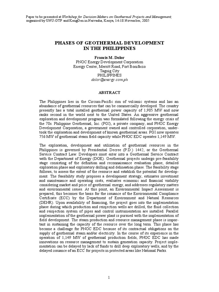 Geothermal Projects Timeline | PDF | Geothermal Energy | Power Station