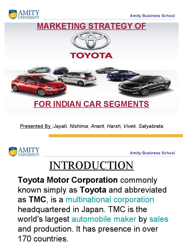 Marketing Strategy of Toyota For Different Car Segments | PDF | Toyota ...