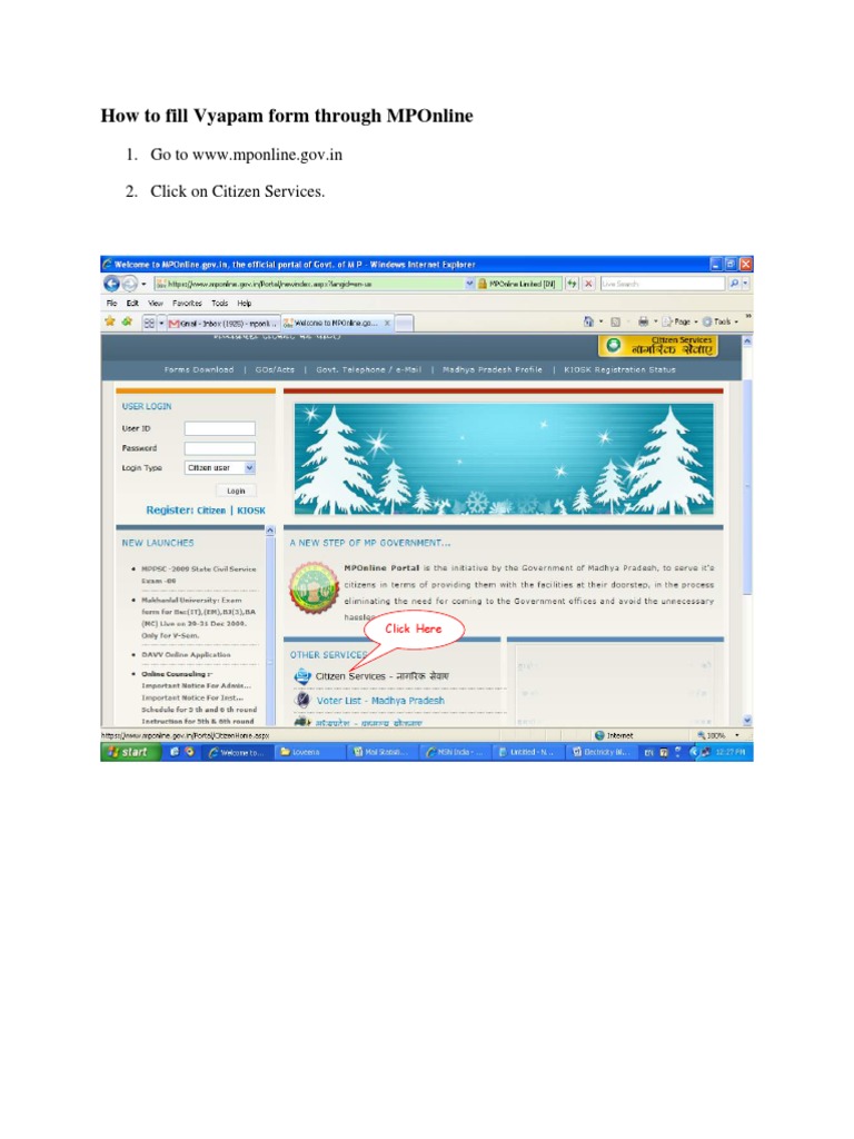How To Fill Vyapam Form Through Mponline: 1. Go To WWW - Mponline.Gov ...