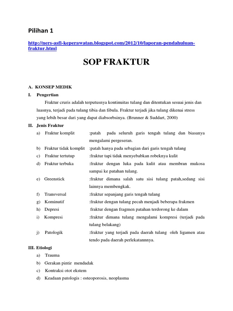 STANDAR OPERASIONAL PROSEDUR (SOP) PEMASANGAN GIPS PADA TULANG | PDF