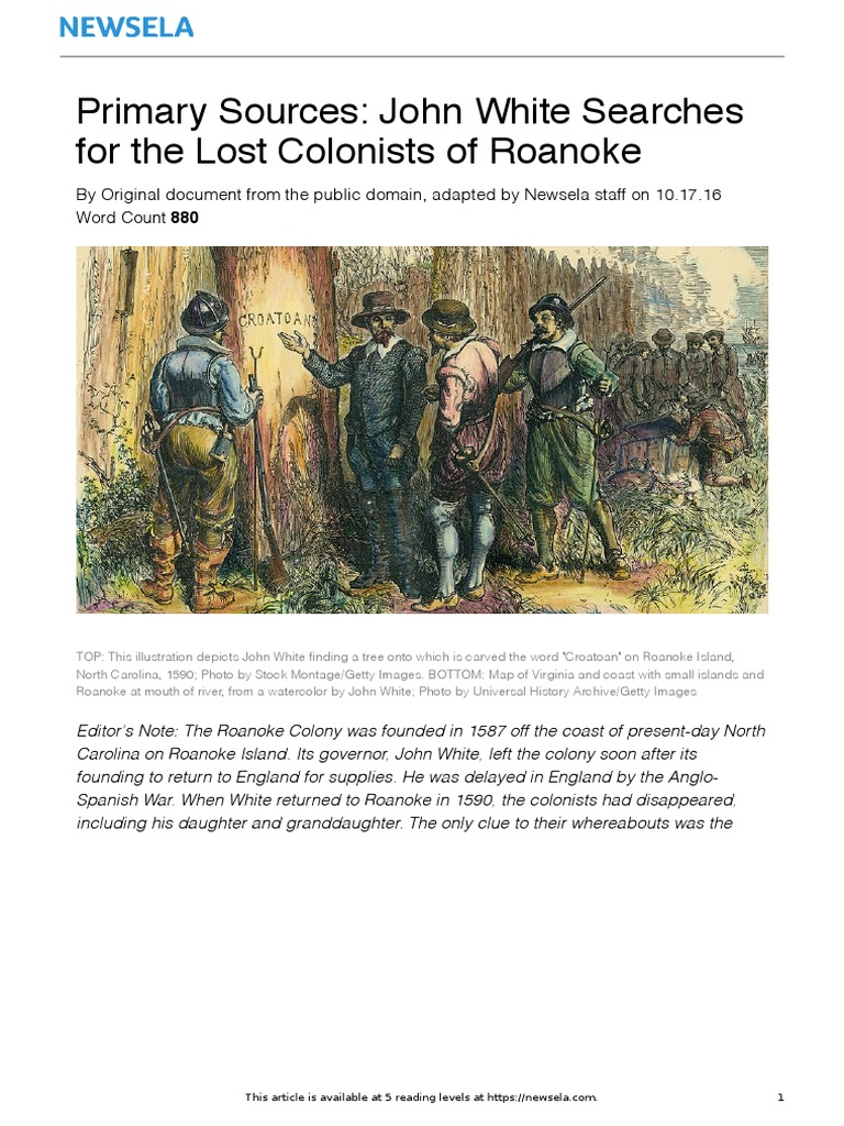 Primary Source John White Roanoke 22046 Article Only | PDF | Roanoke ...