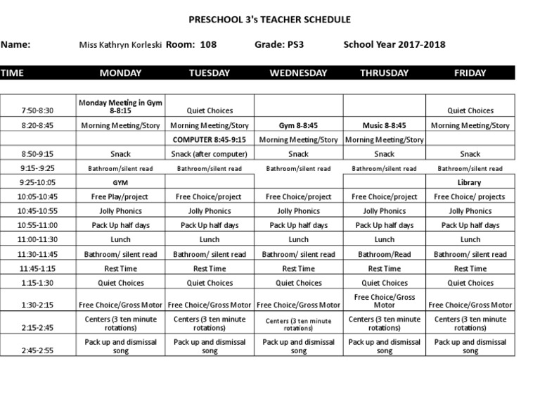 Schedule 2017-2018 | PDF | Learning | Leisure