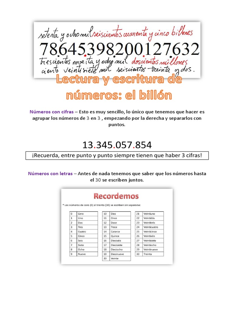 LEctura y escritura de números hasta el billón | Violencia | Agitación