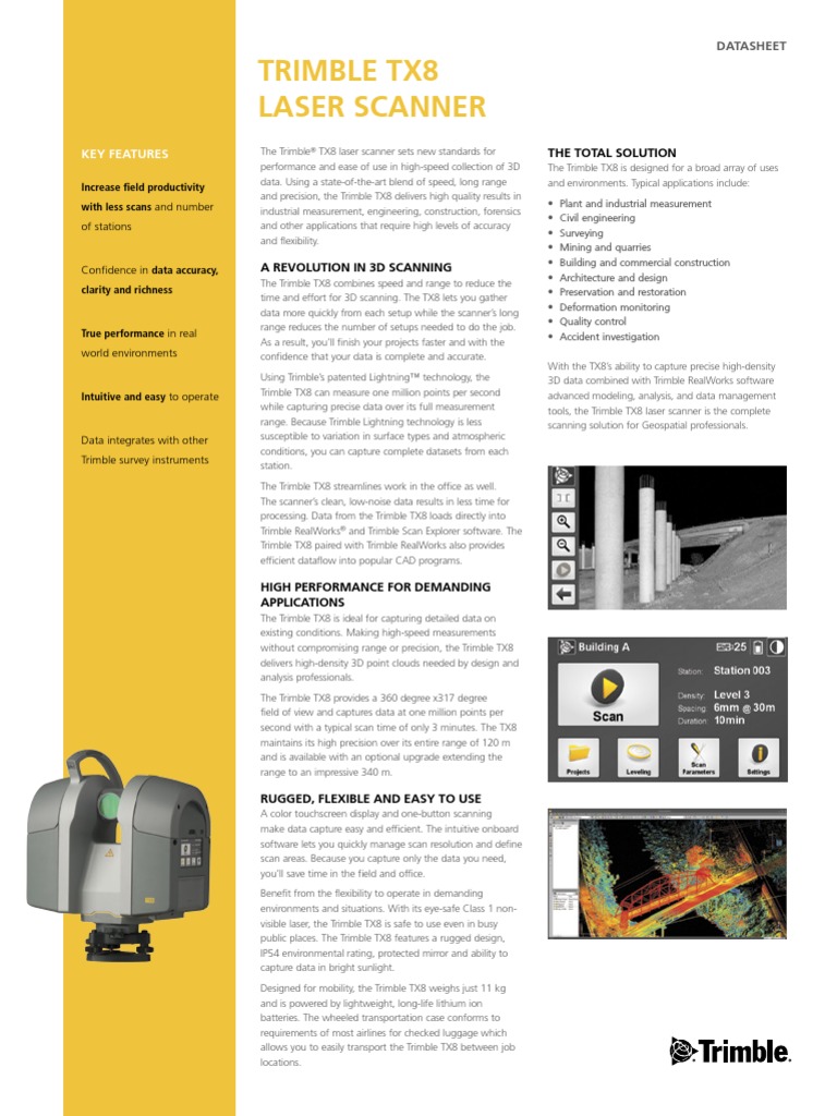 Trimble Tx8 Laser Scanner: Key Features | PDF | Image Scanner | Science