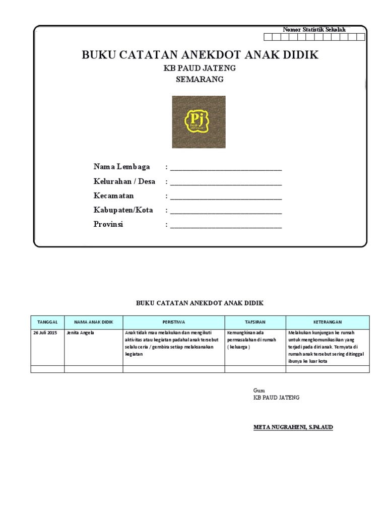 Catatan Anekdot Anak KB PAUD Jateng | PDF