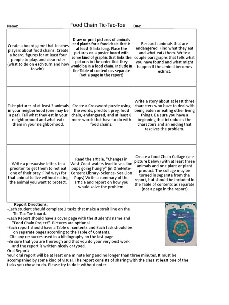 Food Chain Tic-Tac-Toe - Weebly | PDF | Predation | Leisure
