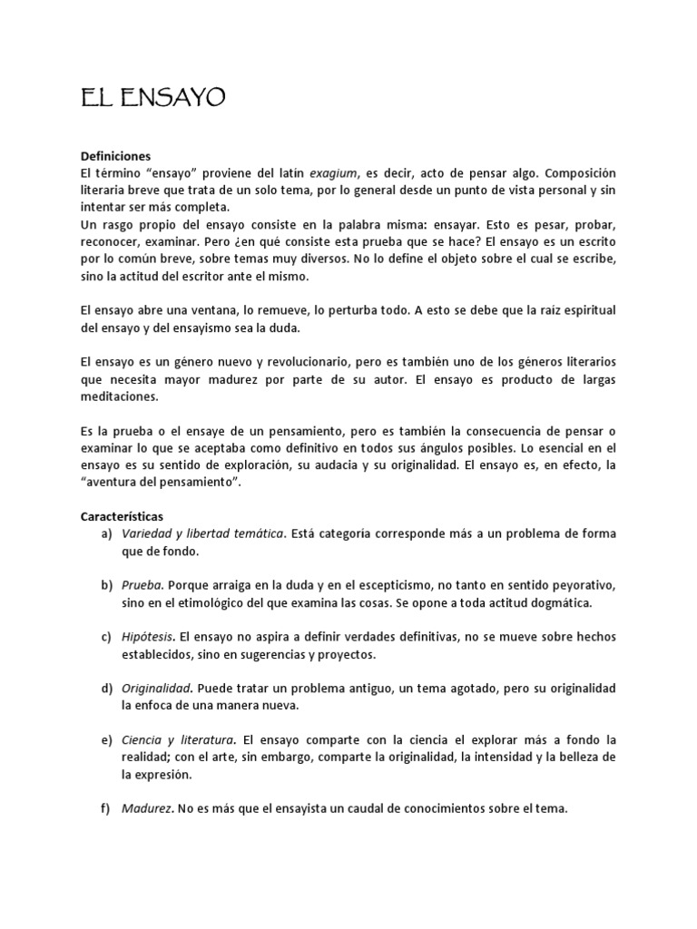 El Ensayo en Breve | PDF | Ensayos | Science