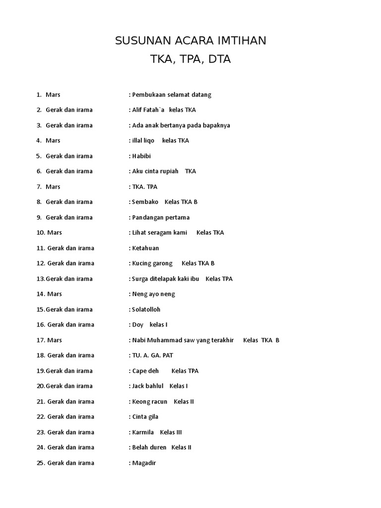 Susunan Acara Imtihan | PDF
