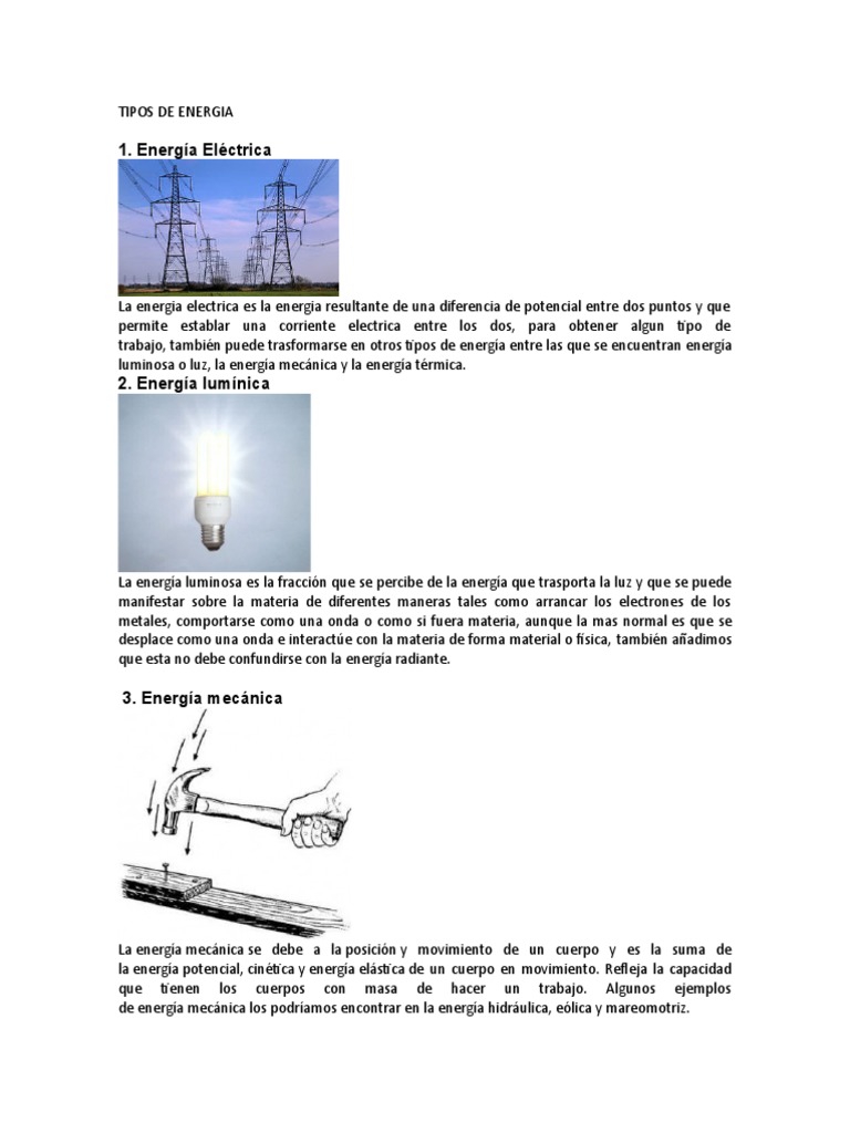 Tipos de Energia | PDF | La energía nuclear | Electricidad