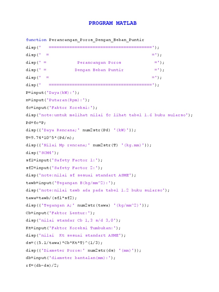 Program Matlab | PDF