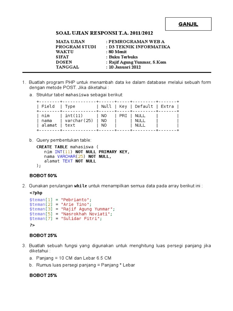 Responsi Pemrograman Web PDF | PDF