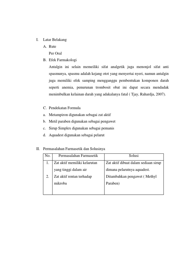 Antalgin Sirup TSF Ama | PDF | Sains & Matematika