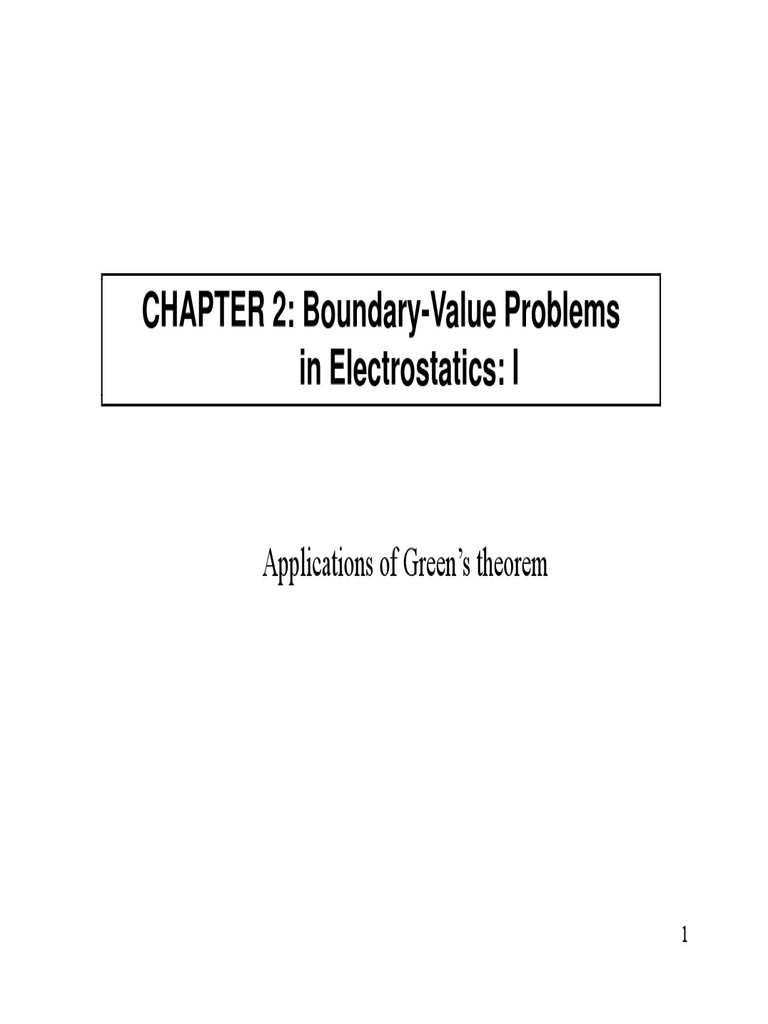 CHAPTER 2: Boundary-Value Problems in Electrostatics: I: Applications of Green's Theorem | PDF ...