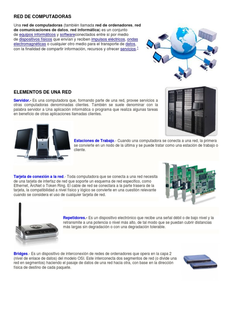 Red de Computadoras, Elementos de Una Red, Protocolo, DNS, Dirección Ip | Descargar gratis PDF ...