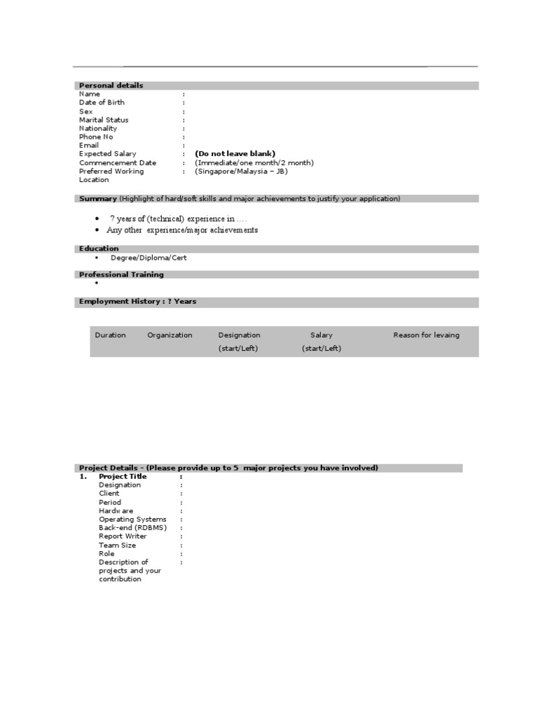 Comprehensive Job Application Template | PDF