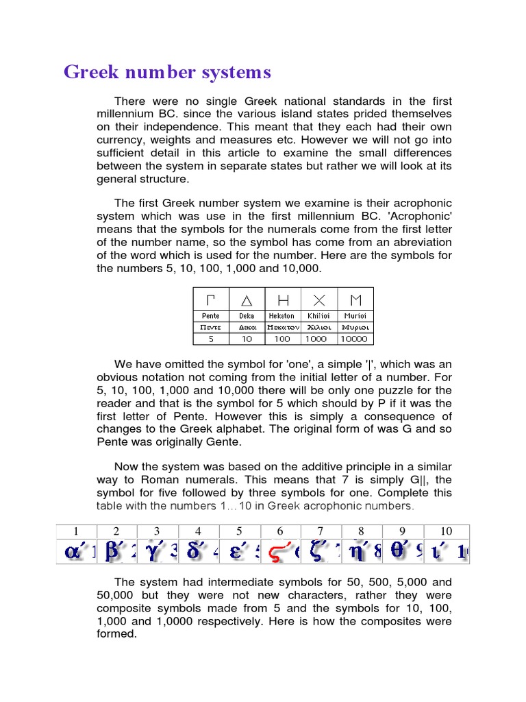 Greek Number System