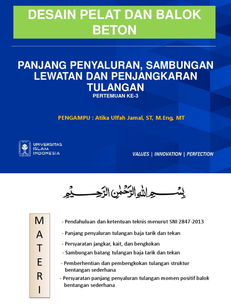 Lect 3 Panjang Penyaluran Tulangan | PDF