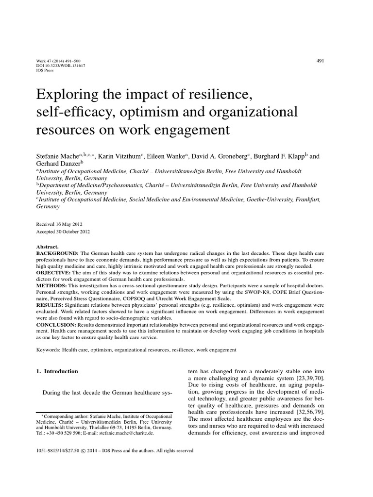 Exploring The Impact of Resilience, Self-Efficacy, Optimism and ...