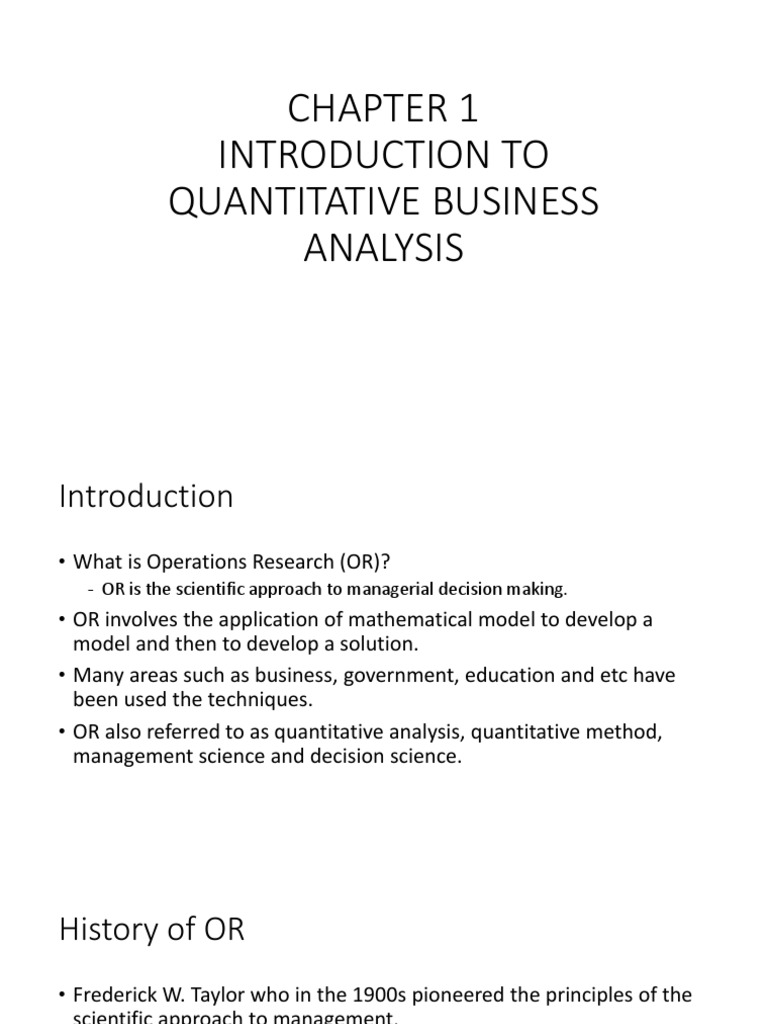 Introduction To Quantitative Business Analysis | PDF | Operations ...