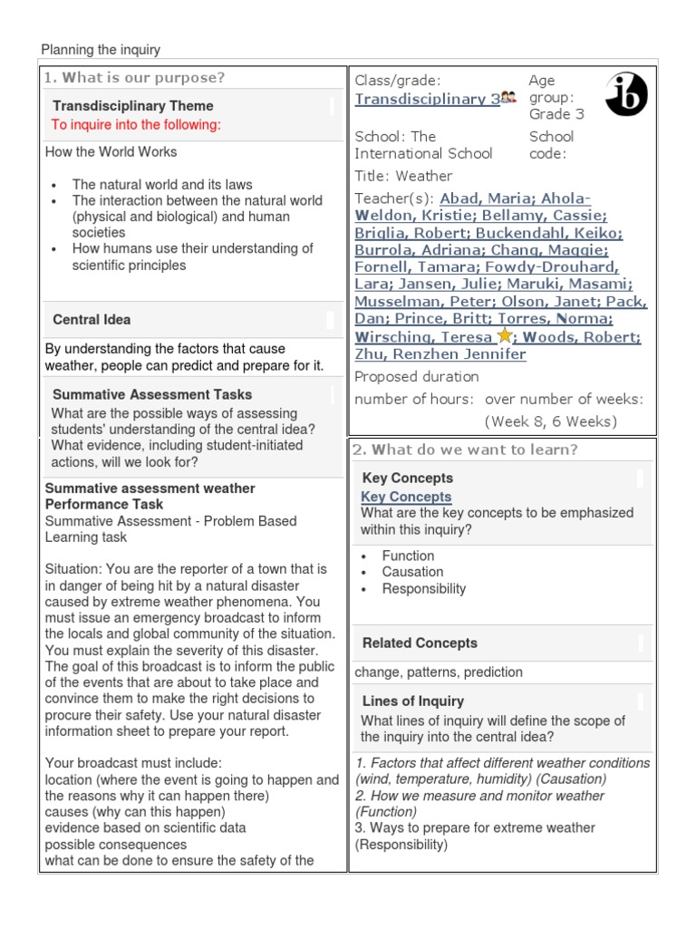 3rd Grade Unit 2 Planner Weather - 1 | PDF | Weather | Educational ...