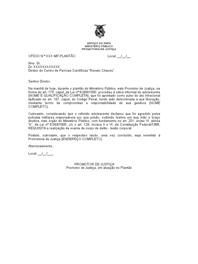 6 - Oficio de Requisicao de Exame Pericial - IML | PDF | Ciências Sociais