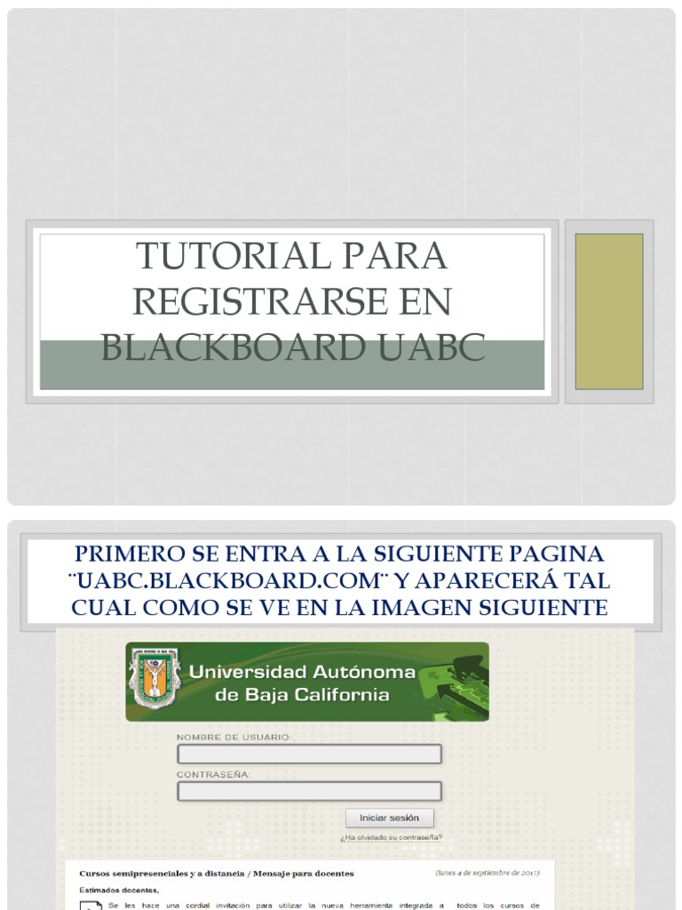 TUTORIAL para Registrarse en BLACBOARD UABC | PDF