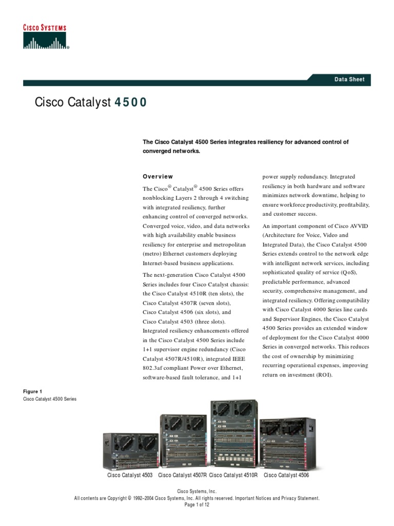 Catalyst 4510R DataSheet | Download Free PDF | Networking Standards ...