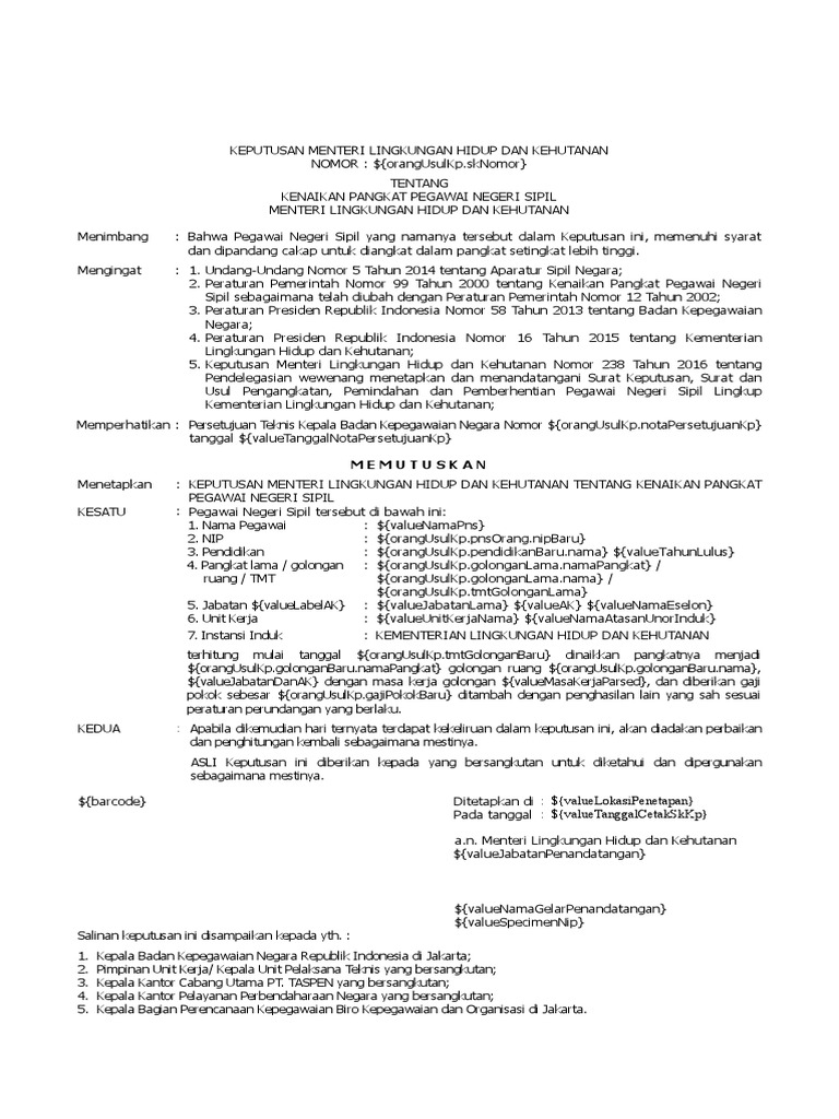 Template Sk Kp Menlhk Pdf Pdf