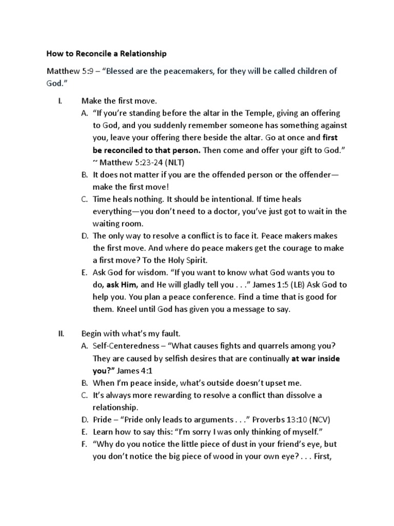 Steps to Reconcile Relationships | PDF | Religion And Belief