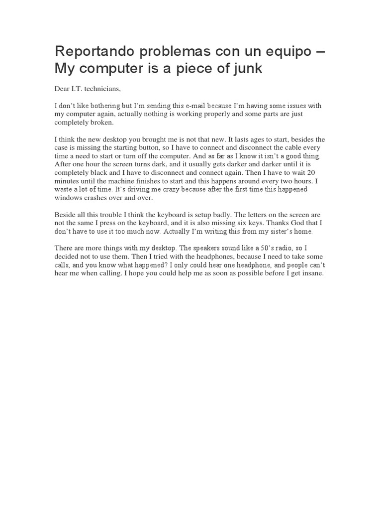 Reportando Problemas Con Un Equipo | PDF