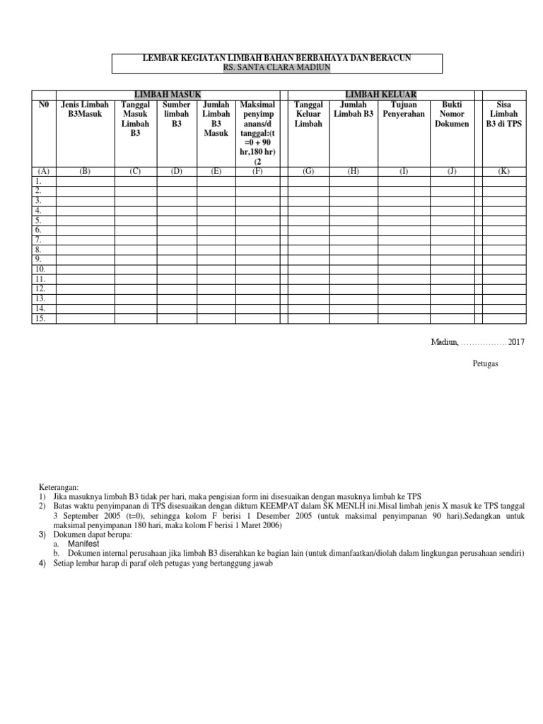 Form Limbah b3 | PDF