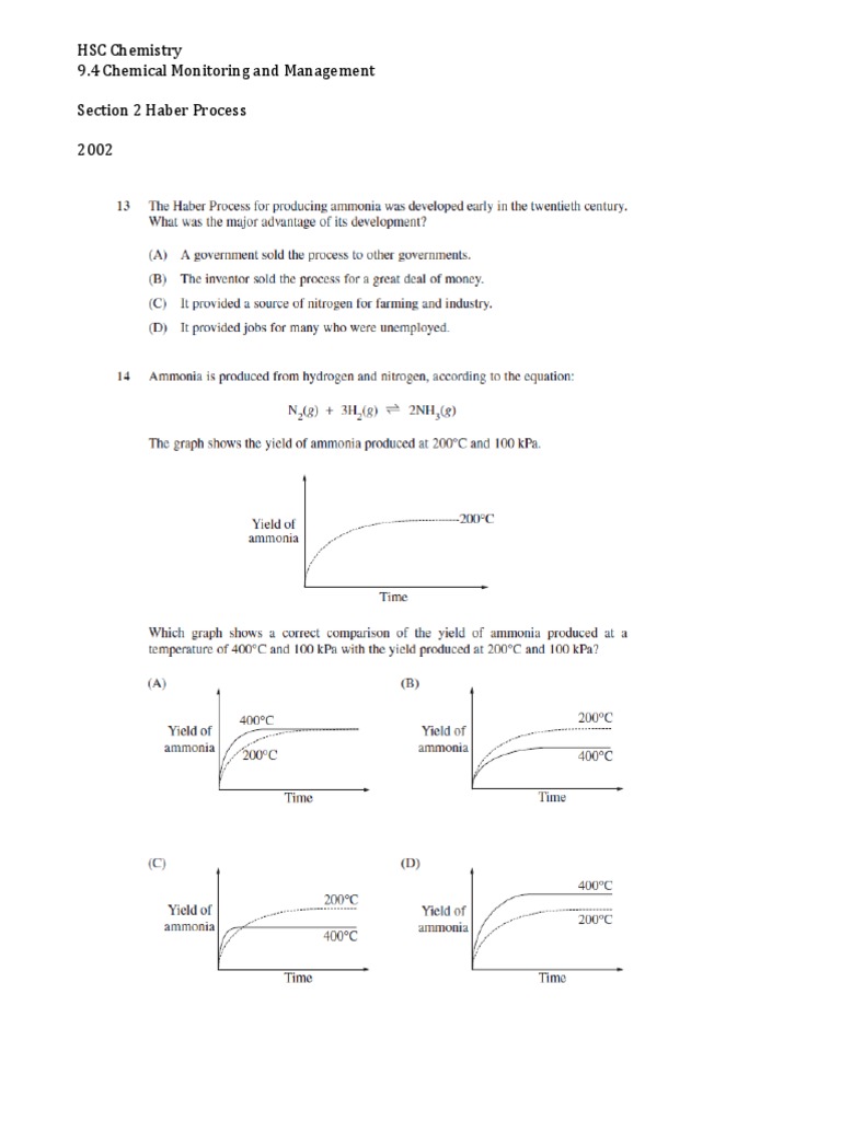 Optimising the Haber Process Yield Using Le Chatelier's Principle | PDF ...