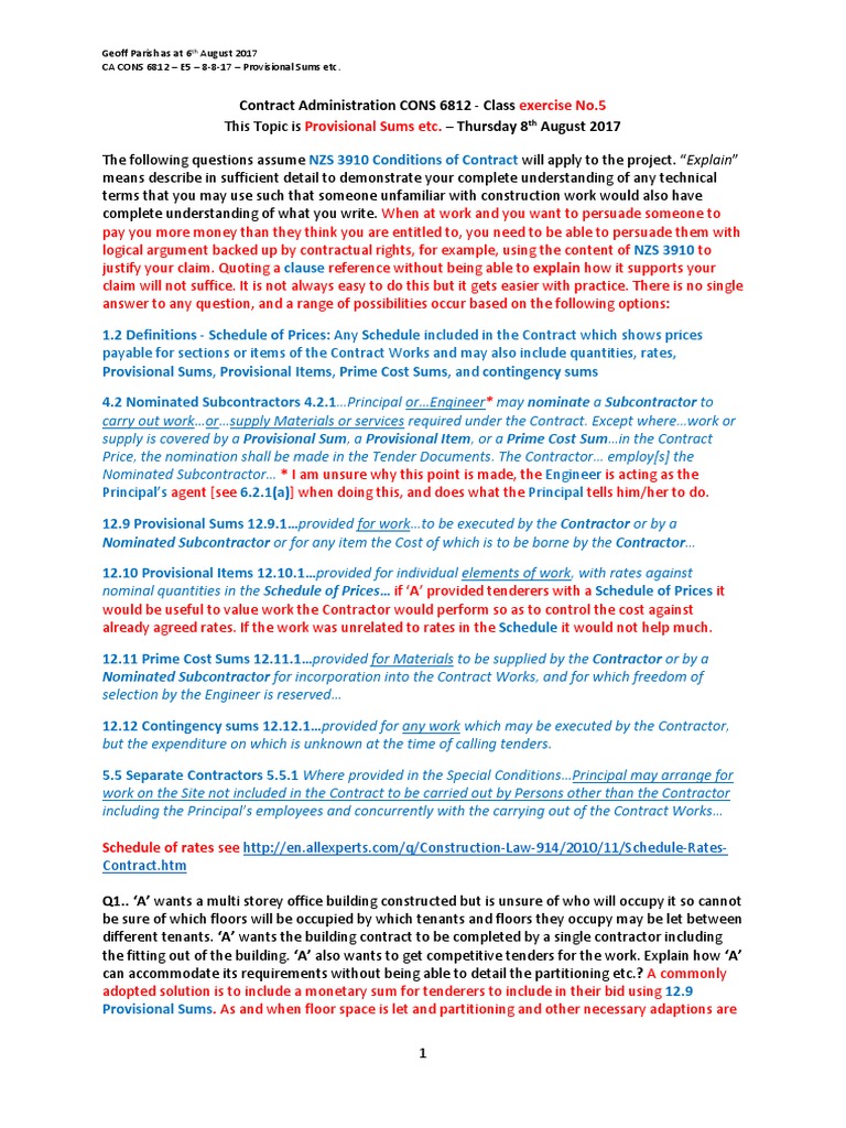 Office Building Tender Allowances | PDF | General Contractor ...