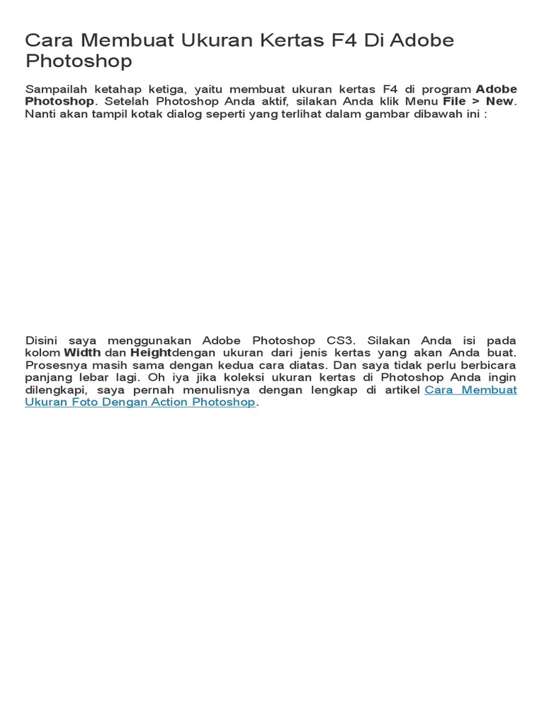 Ukuran Kertas F4 di Adobe Photoshop | PDF