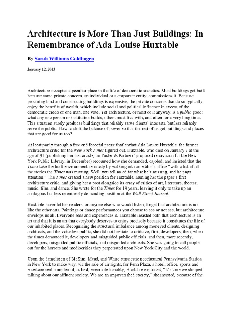 Ada Louise Huxtable | PDF | Science | Philosophical Science