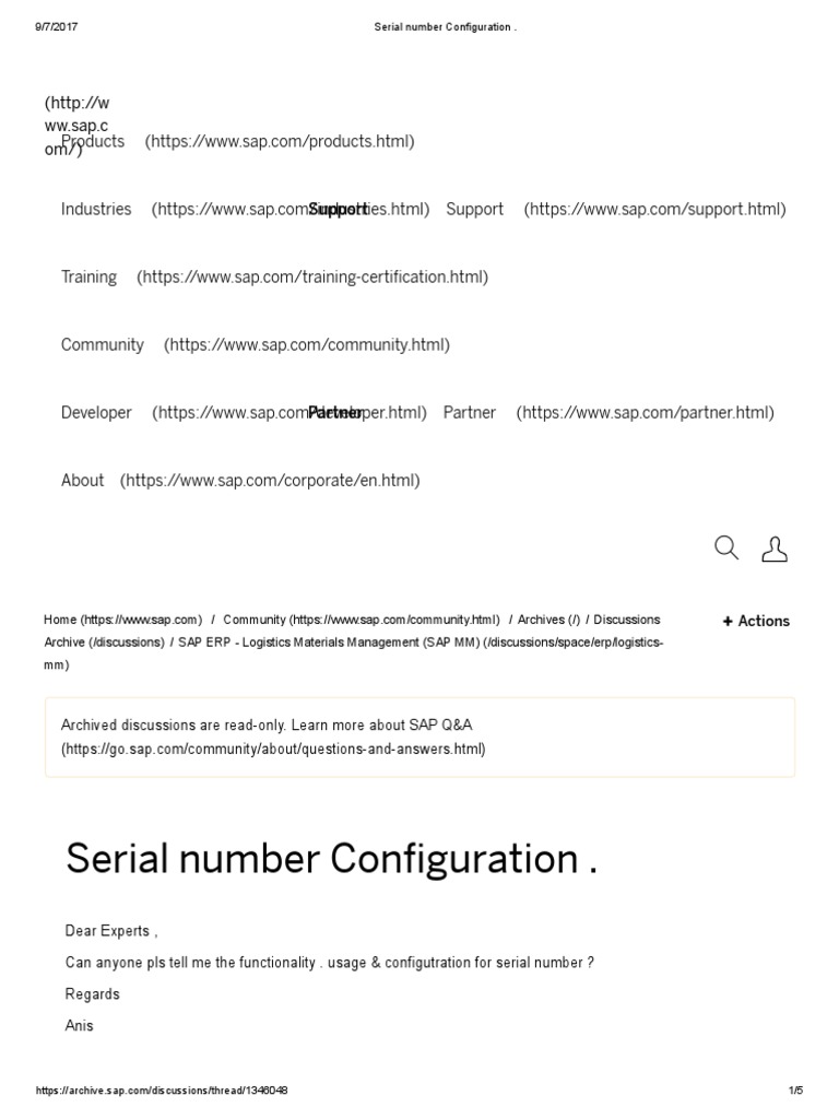 Serial Number Configuration | PDF | Logistics | Information Technology ...