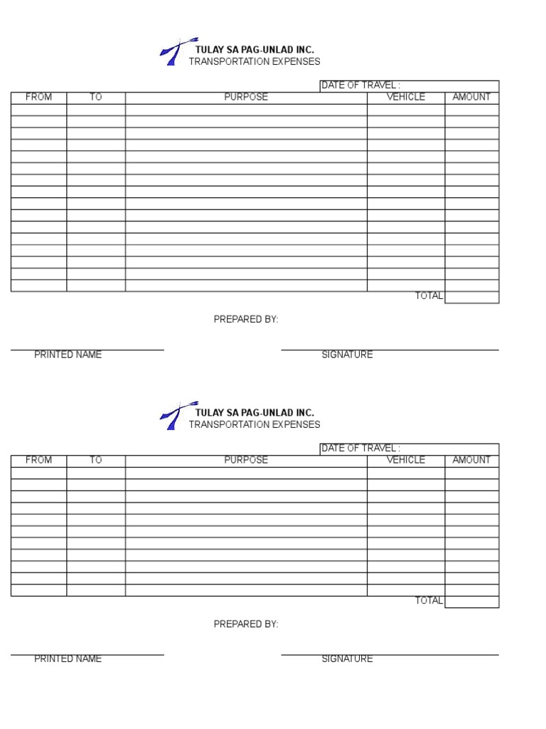 Transportation Expense Report | PDF