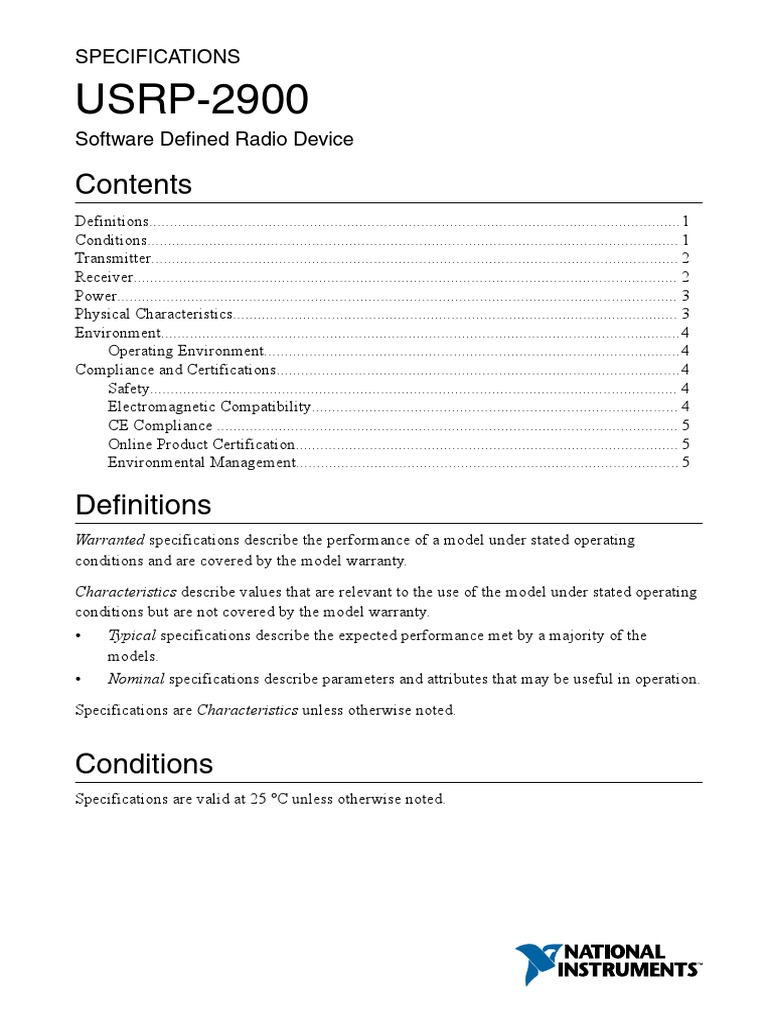 USRP-2900: Specifications | Download Free PDF | Electromagnetic ...