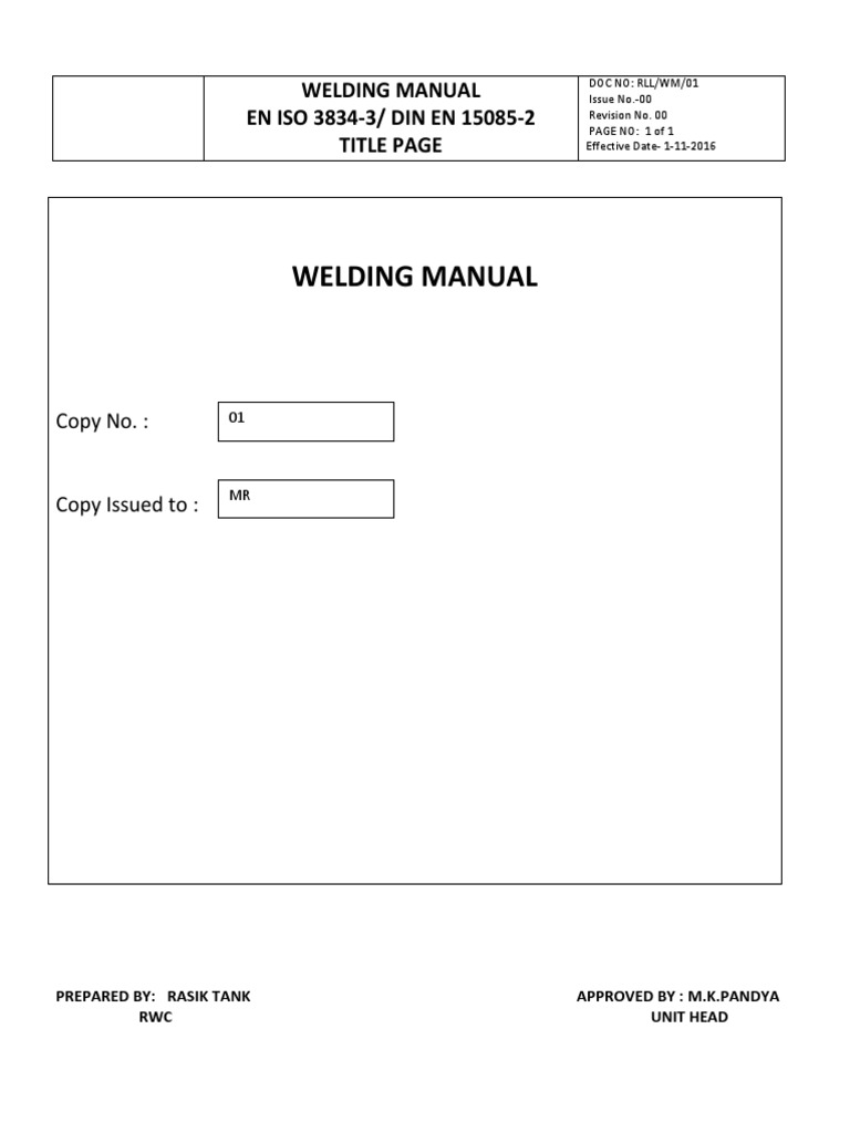 Sample - Welding Manual | Nondestructive Testing | Welding | Free 30 ...