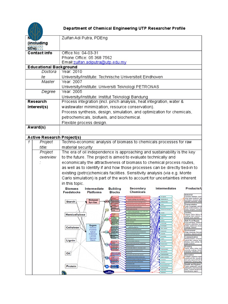 Department of Chemical Engineering UTP Researcher Profile Name ...