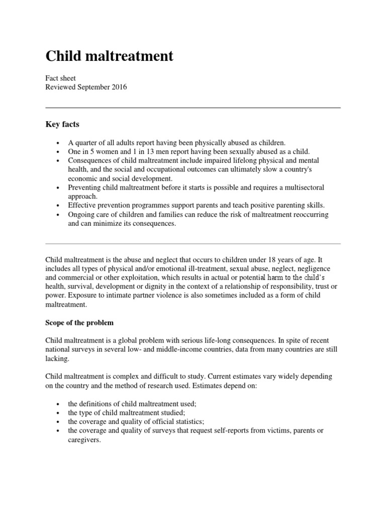 Child Maltreatment: Key Facts | PDF | Child Abuse | Child Neglect